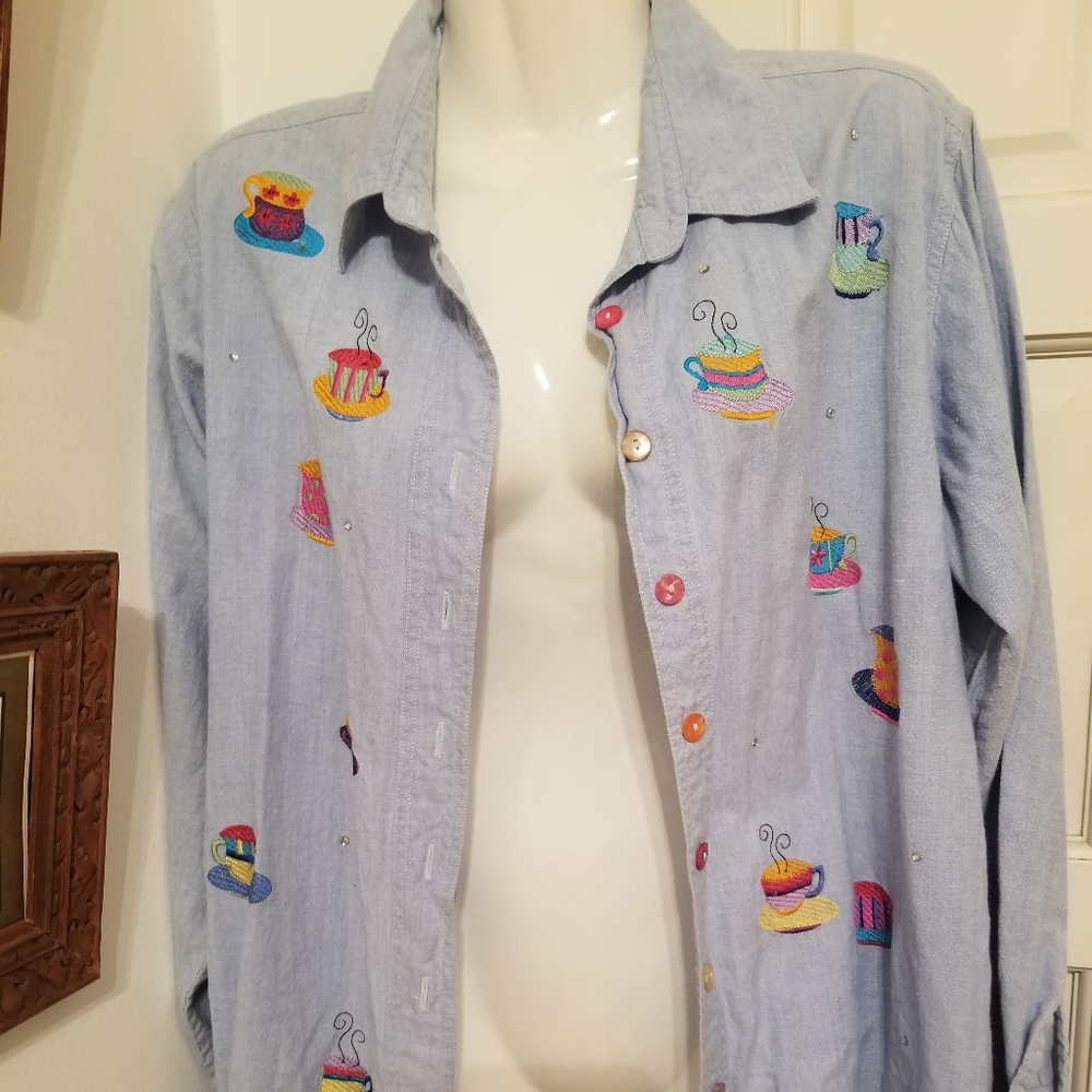 Vintage Quacker Factory Chambray Shirt S - Gem